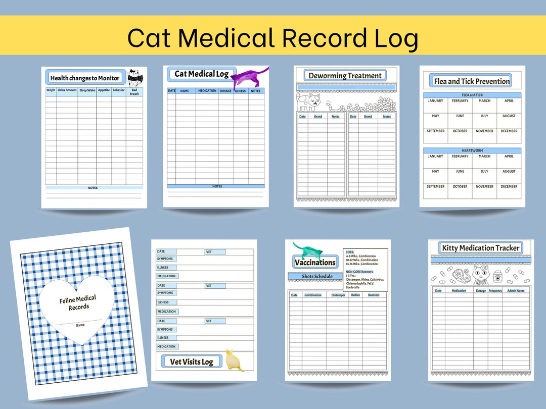 Cat Medical Records/cat Vaccination Log/ Health Tracker/health ...