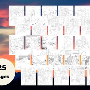 Cowboy Coloring Book/printable Coloring Pages/ Ranch, Rodeo Cowboy and ...