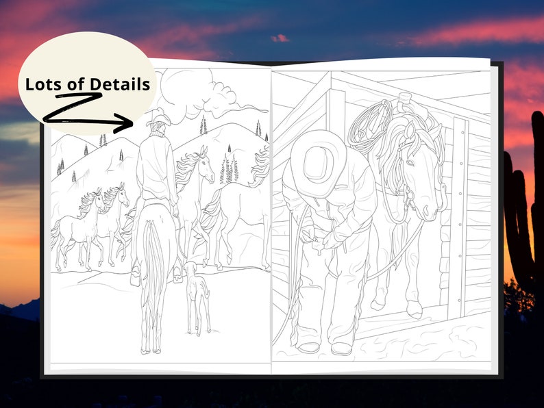 Cowboy Coloring Book/printable Coloring Pages/ Ranch, Rodeo Cowboy and ...