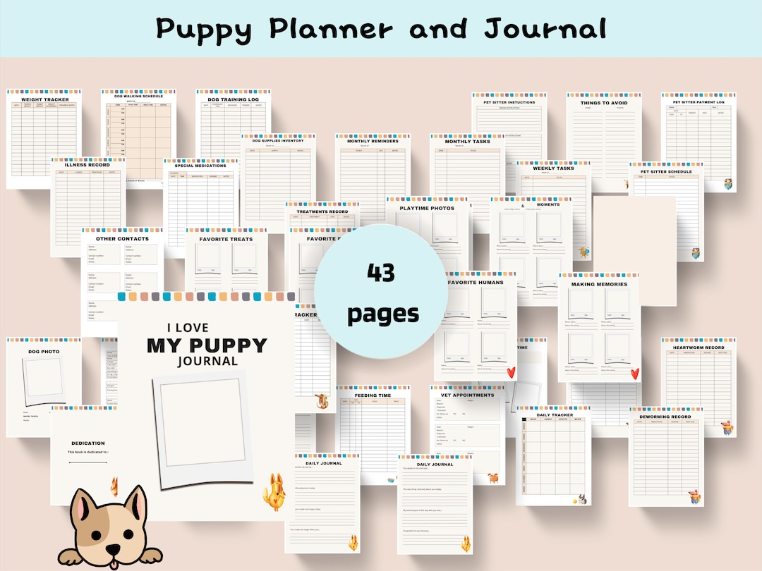 Minimalist Puppy Planner and Journal/i Love My Puppy Printable Records ...