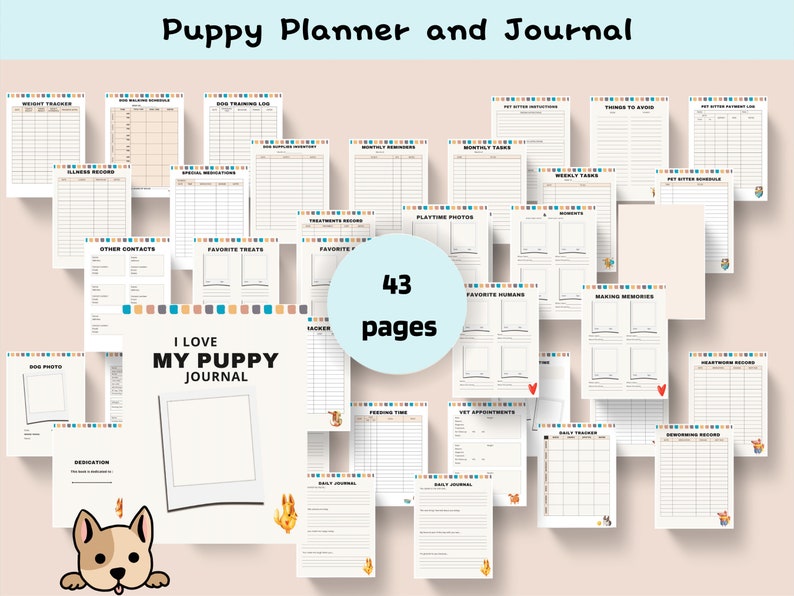 Minimalist Puppy Planner and Journal/i Love My Puppy Printable Records ...