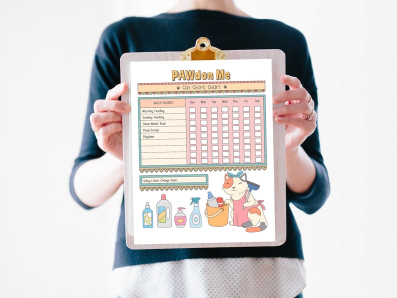 Kitten and Cat Care Chore Chart/ Printable Page/cat Care for Kids ...