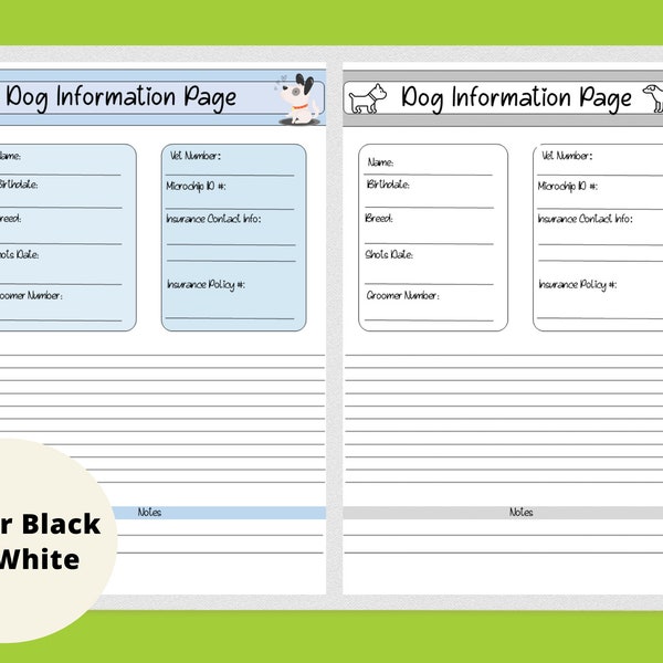 Dog Profile Template - Etsy