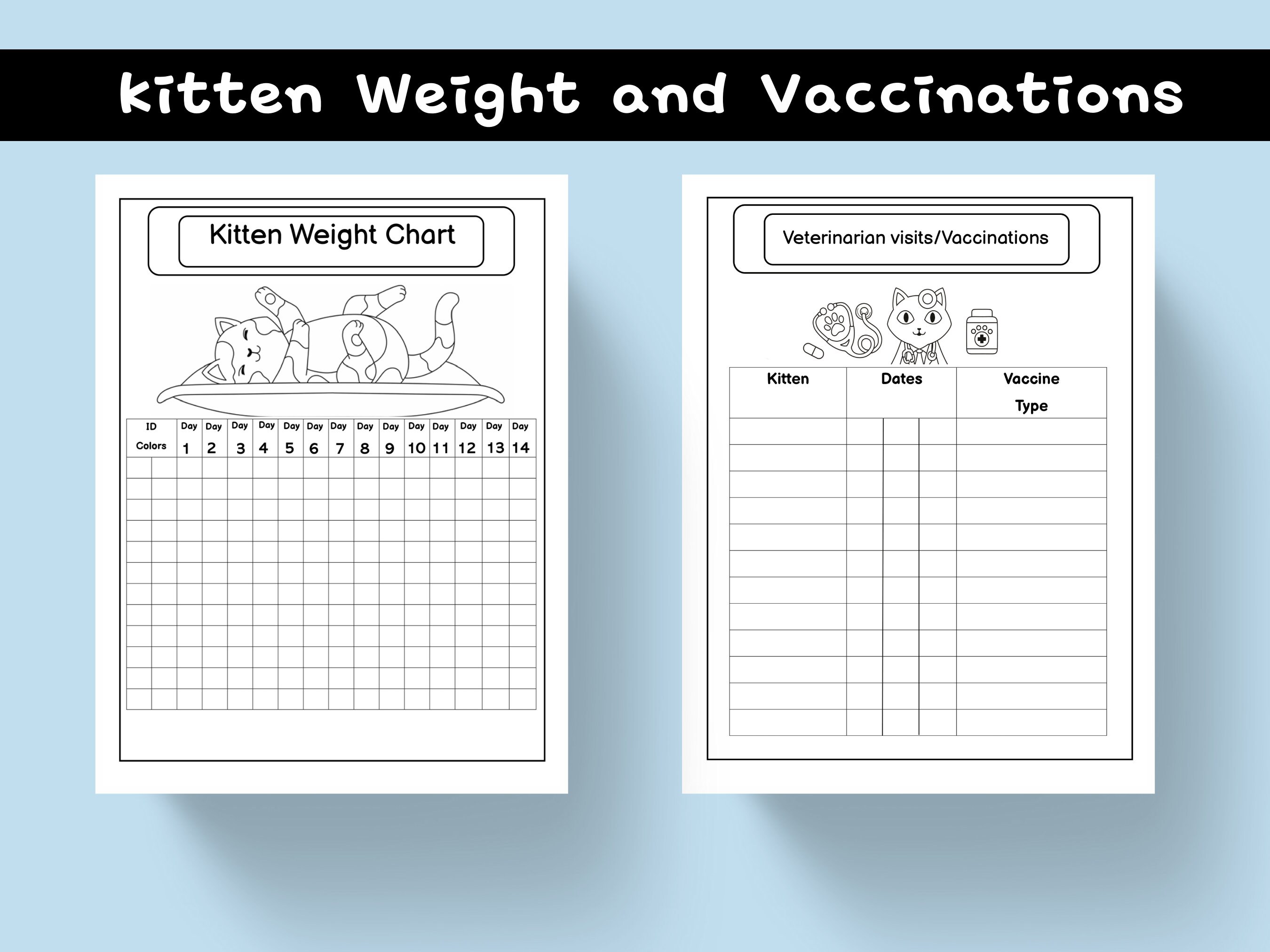 Cat Planner/ Kitten Planner/foster Cats/ Litter Tracker/vaccinations ...