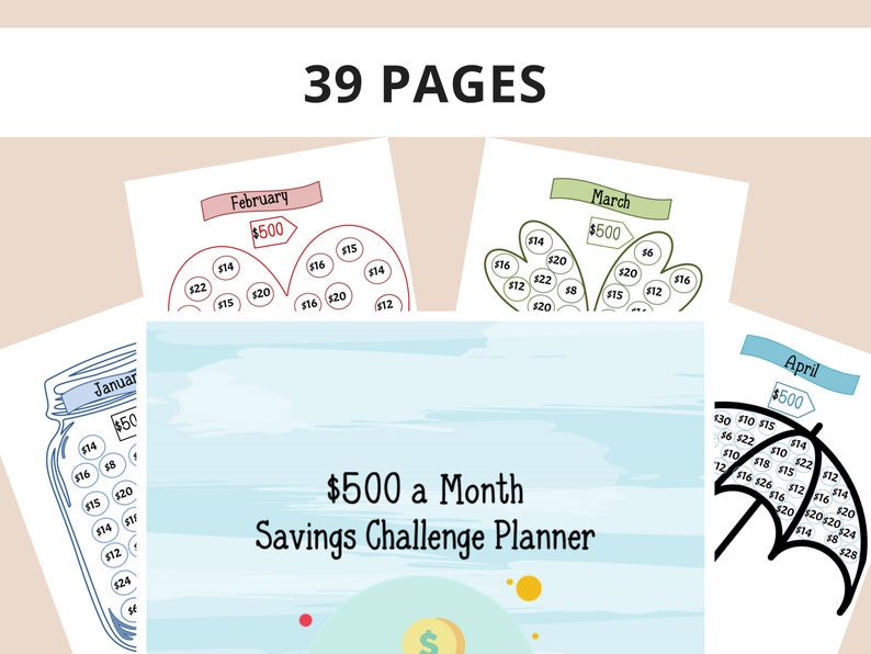 500 a Month Savings Tracker Save 6000 a Year Money Savings - Etsy
