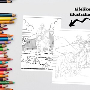 Cowboy Coloring Book/printable Coloring Pages/ Ranch, Rodeo Cowboy and ...