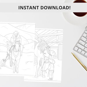 Cowboy Coloring Book/printable Coloring Pages/ Ranch, Rodeo Cowboy and ...
