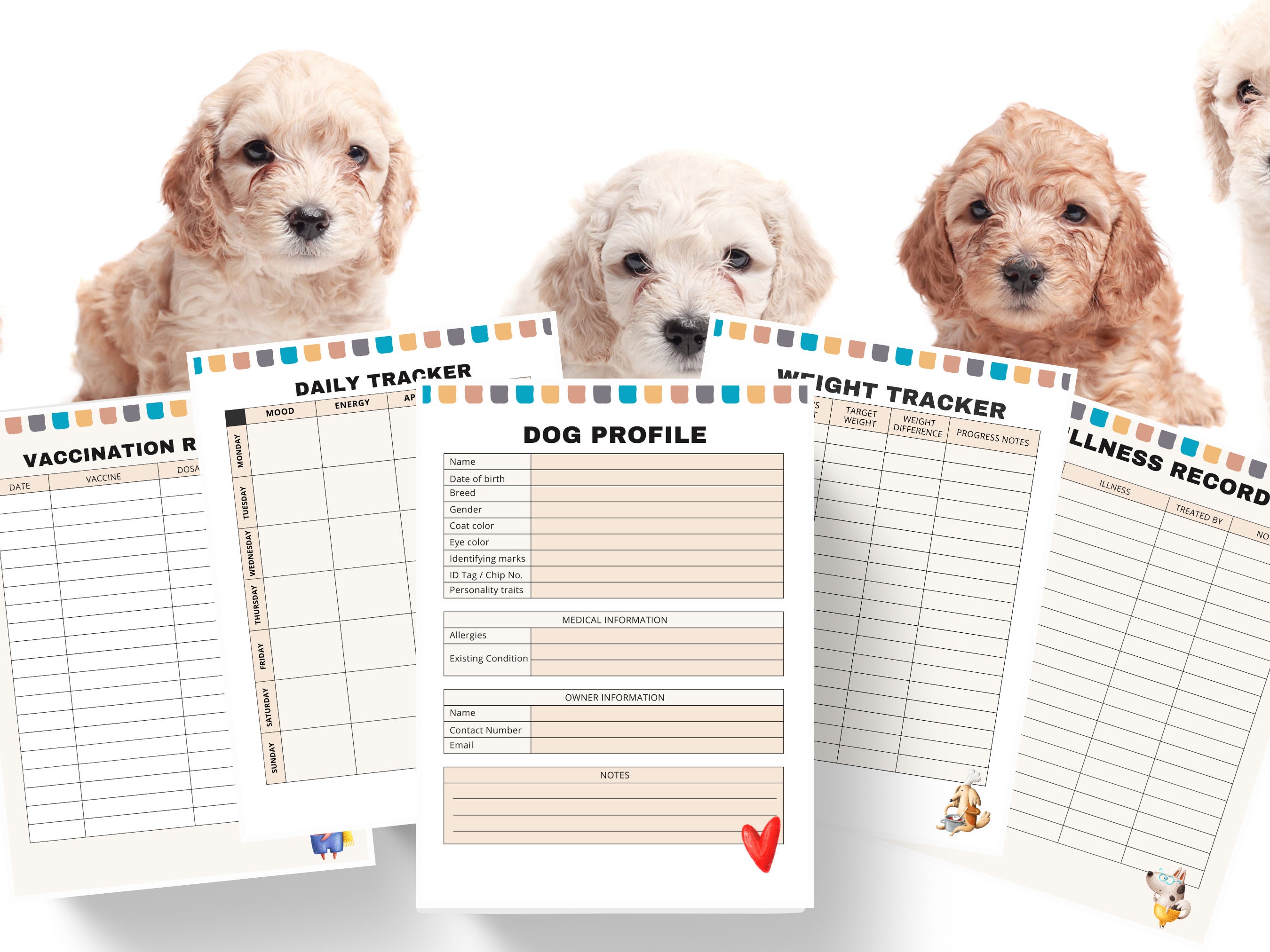 Minimalist Puppy Planner and Journal/i Love My Puppy Printable Records ...