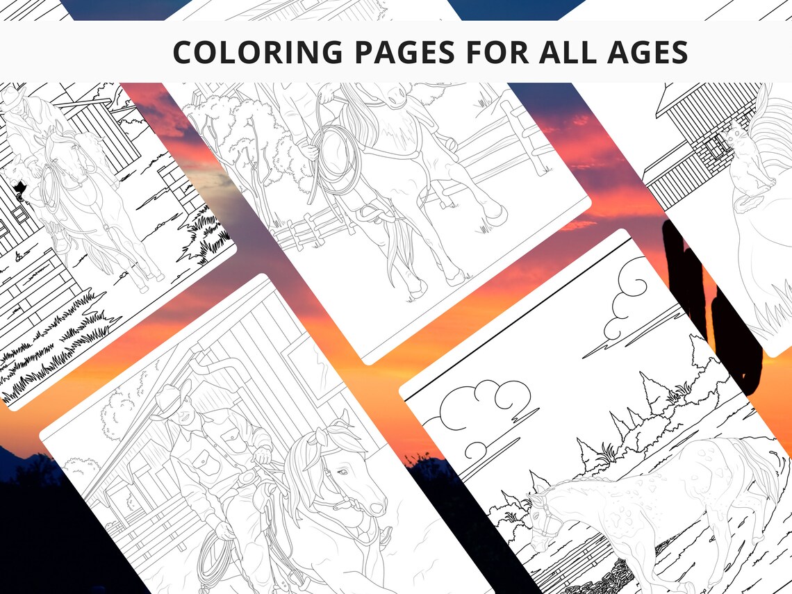 Cowboy Coloring Book/printable Coloring Pages/ Ranch, Rodeo Cowboy and ...