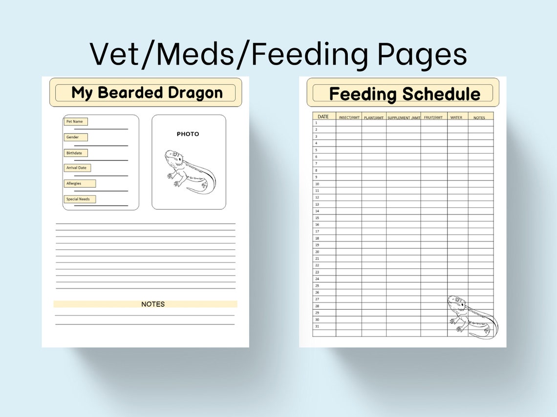 Bearded Dragon Care/ Reptile Planner/personalized Pet - Etsy