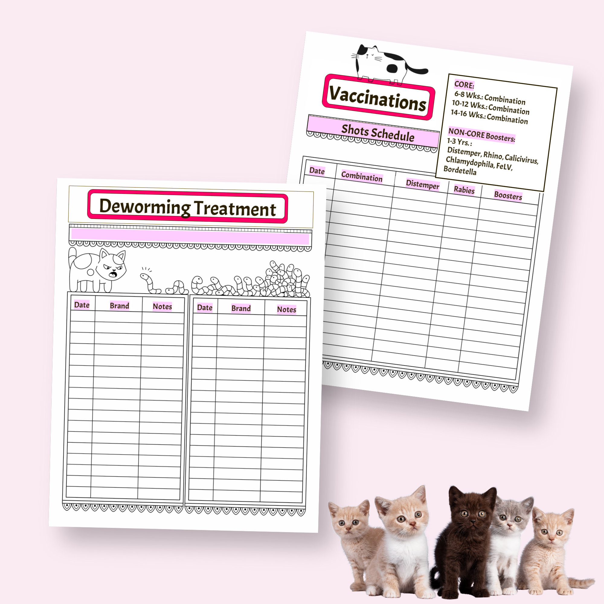Kitten Health Pages/deworming and Vaccination/kitten Medical Records ...