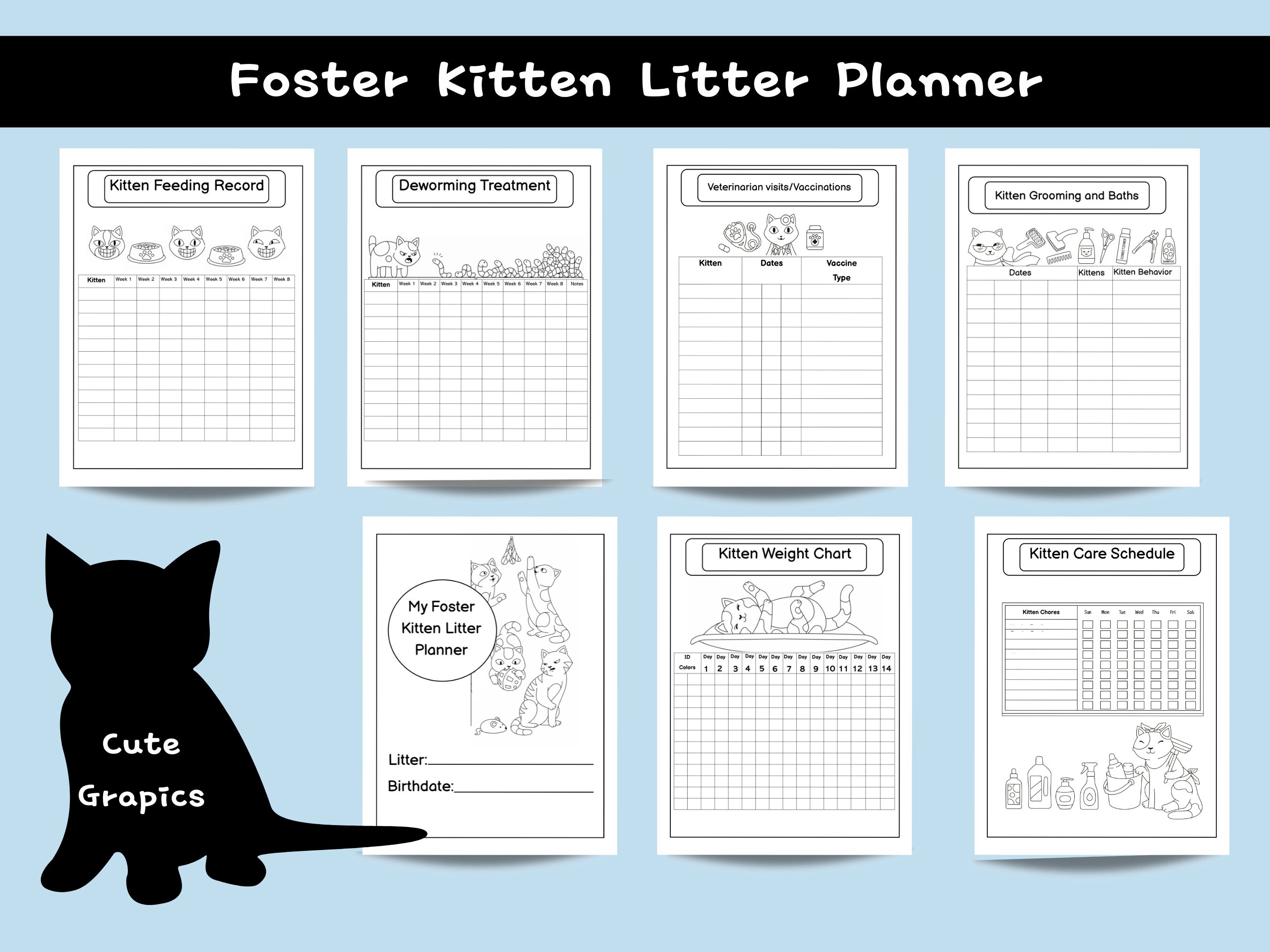 Cat Planner/ Kitten Planner/foster Cats/ Litter Tracker/vaccinations ...