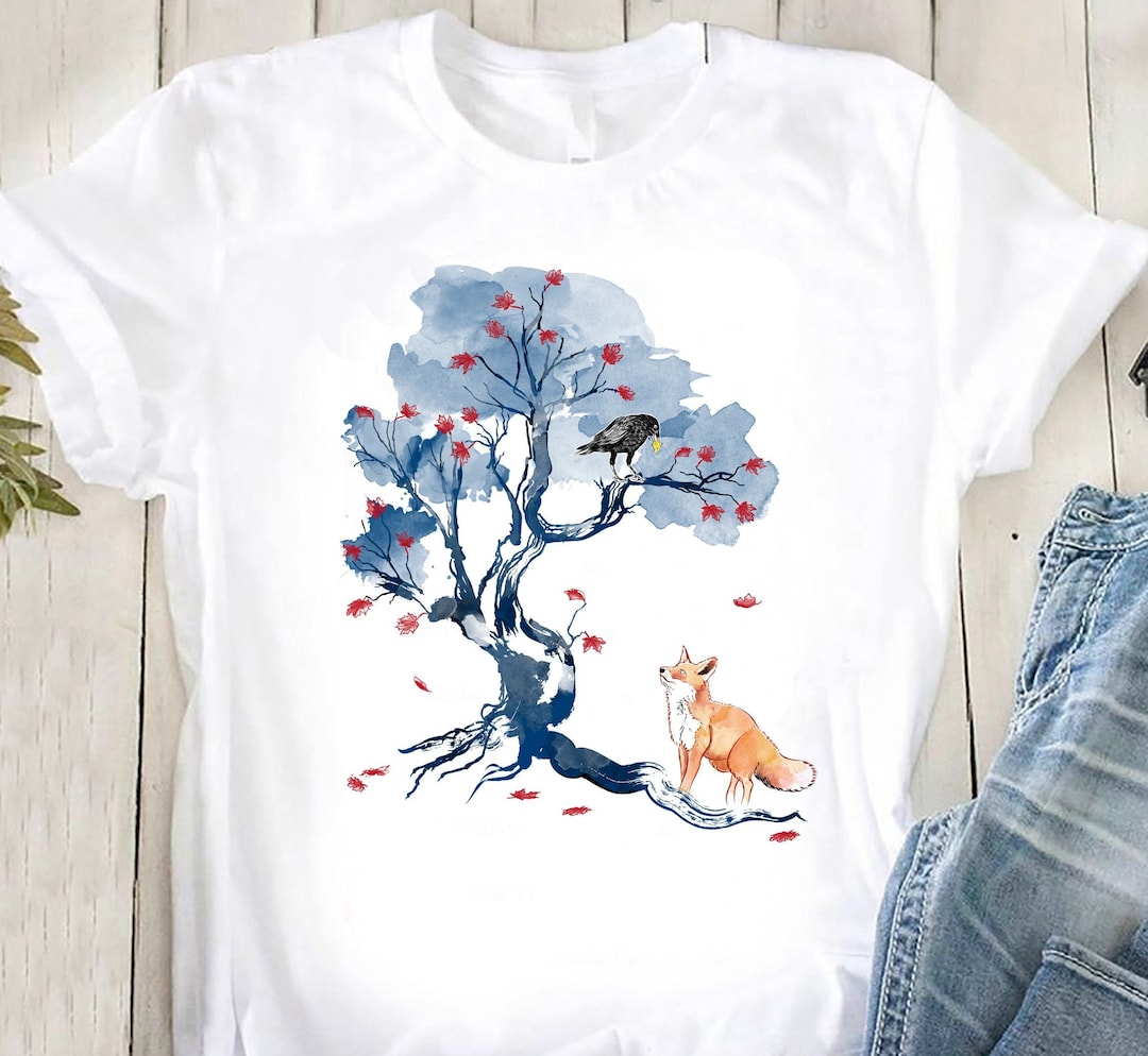 The Fox and the Crow Fable Shirt, Reading Watercolor Shirt, Fairy Tale ...