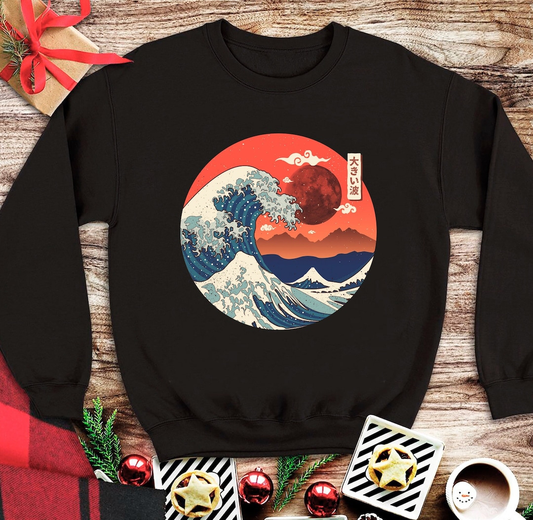 Kanagawa Wave Sweatshirt, Hokusai Wave Sweater, the Great Wave off Kanagawa Sweatshirt, Retro ...