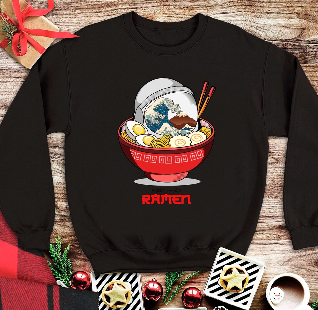 Kanagawa Wave Ramen Sweatshirt, Hokusai Wave Space Ramen Sweater, the ...
