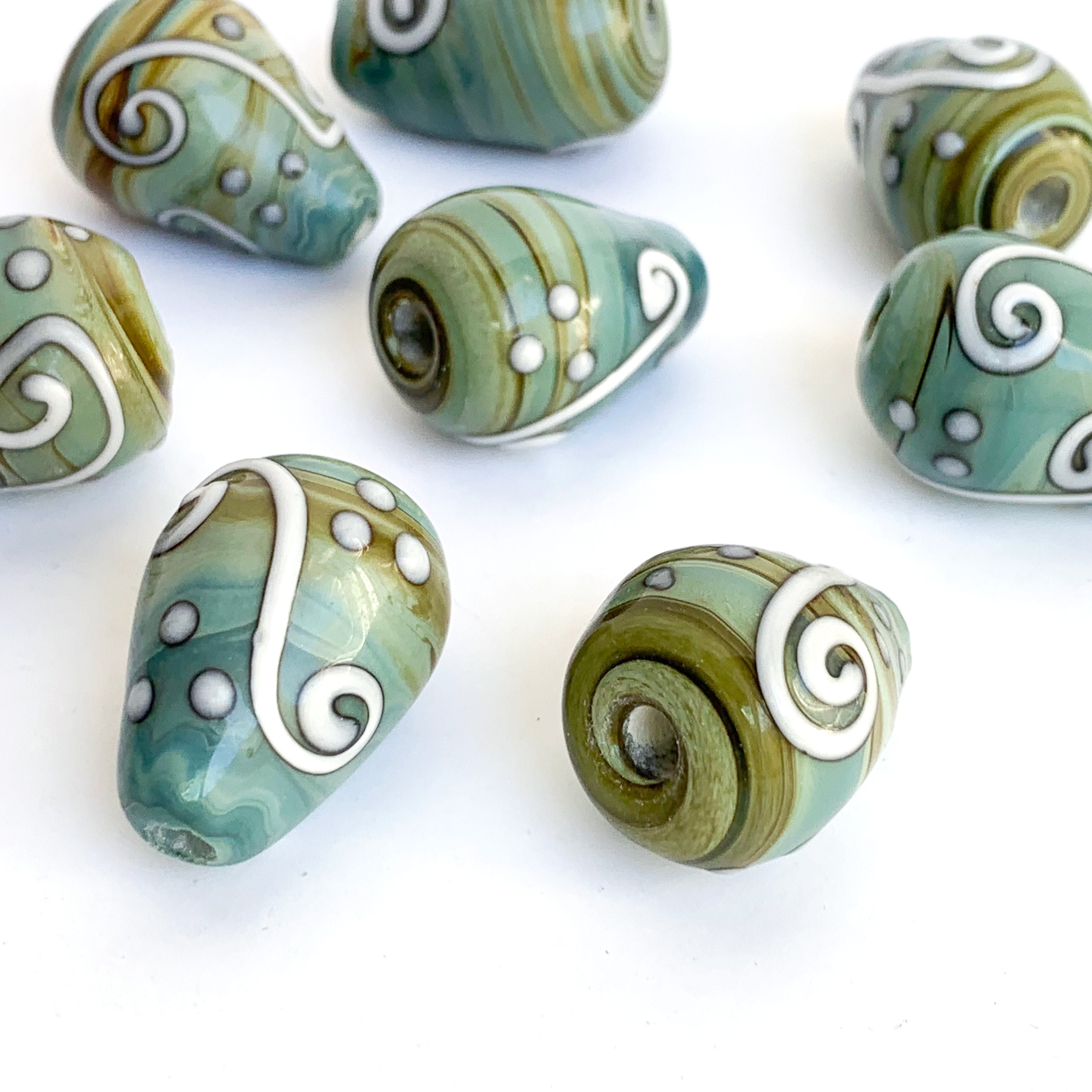 Geometric Shaped Hand Painted Ceramic Beads.handmade Textured Ceramic ...