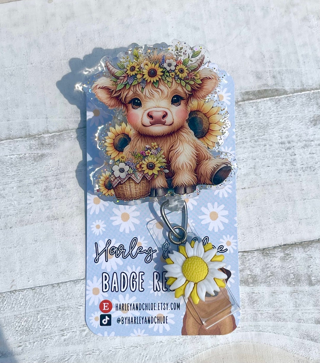 Highland Cow Badge Reel, Sunflower Cow Badge Reel, Summer Cow Badge ...