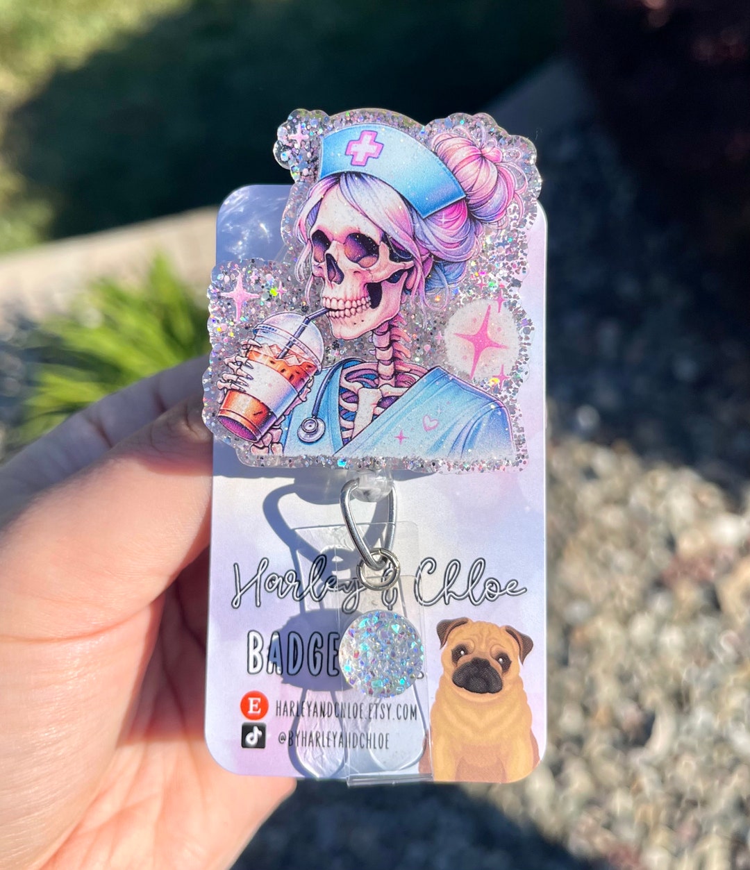 Skeleton Badge Reel - Skeleton Coffee Badge Reel - Nurse Skeleton Badge ...