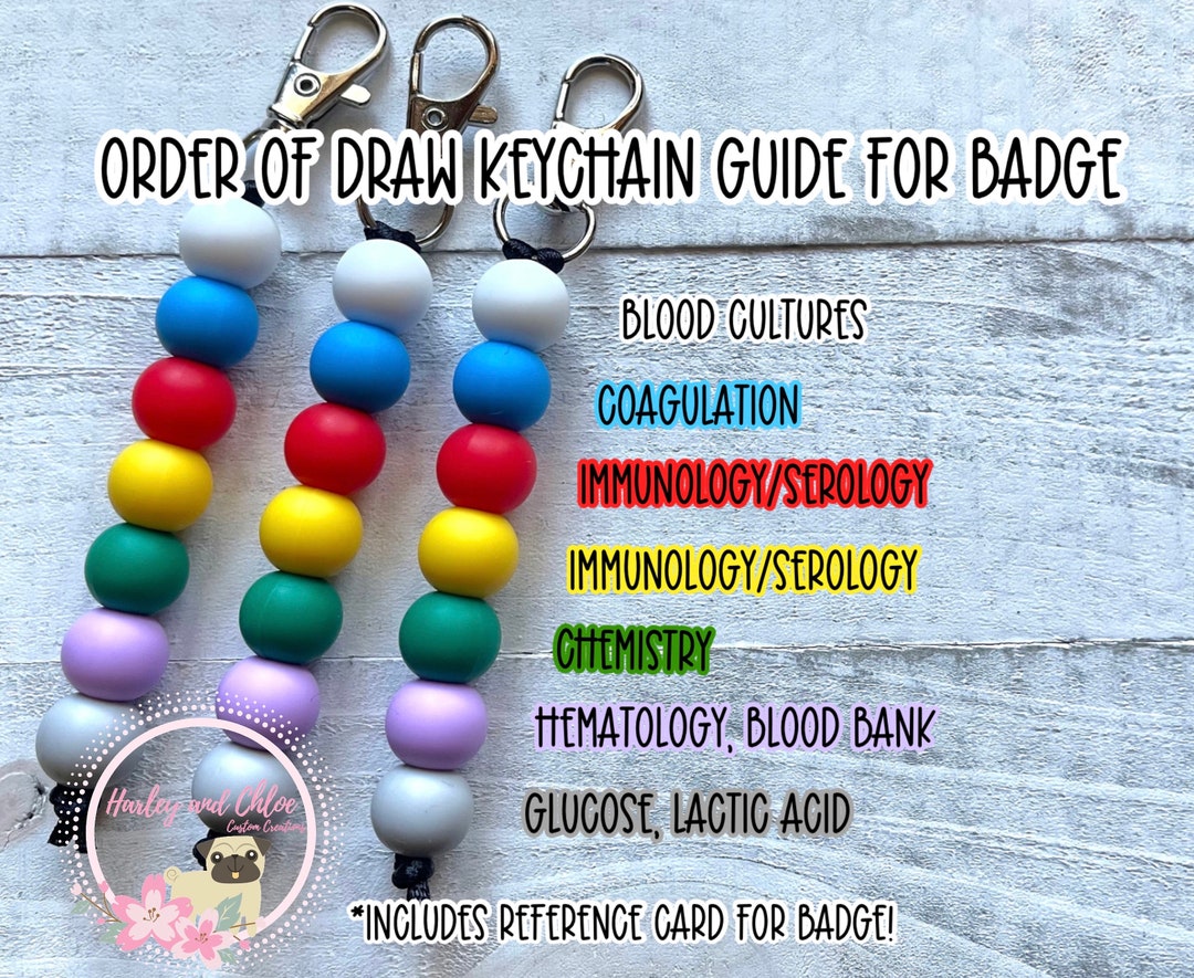 Order of Draw Keychain Blood Draw Keychain Badge Reel Accessories ...