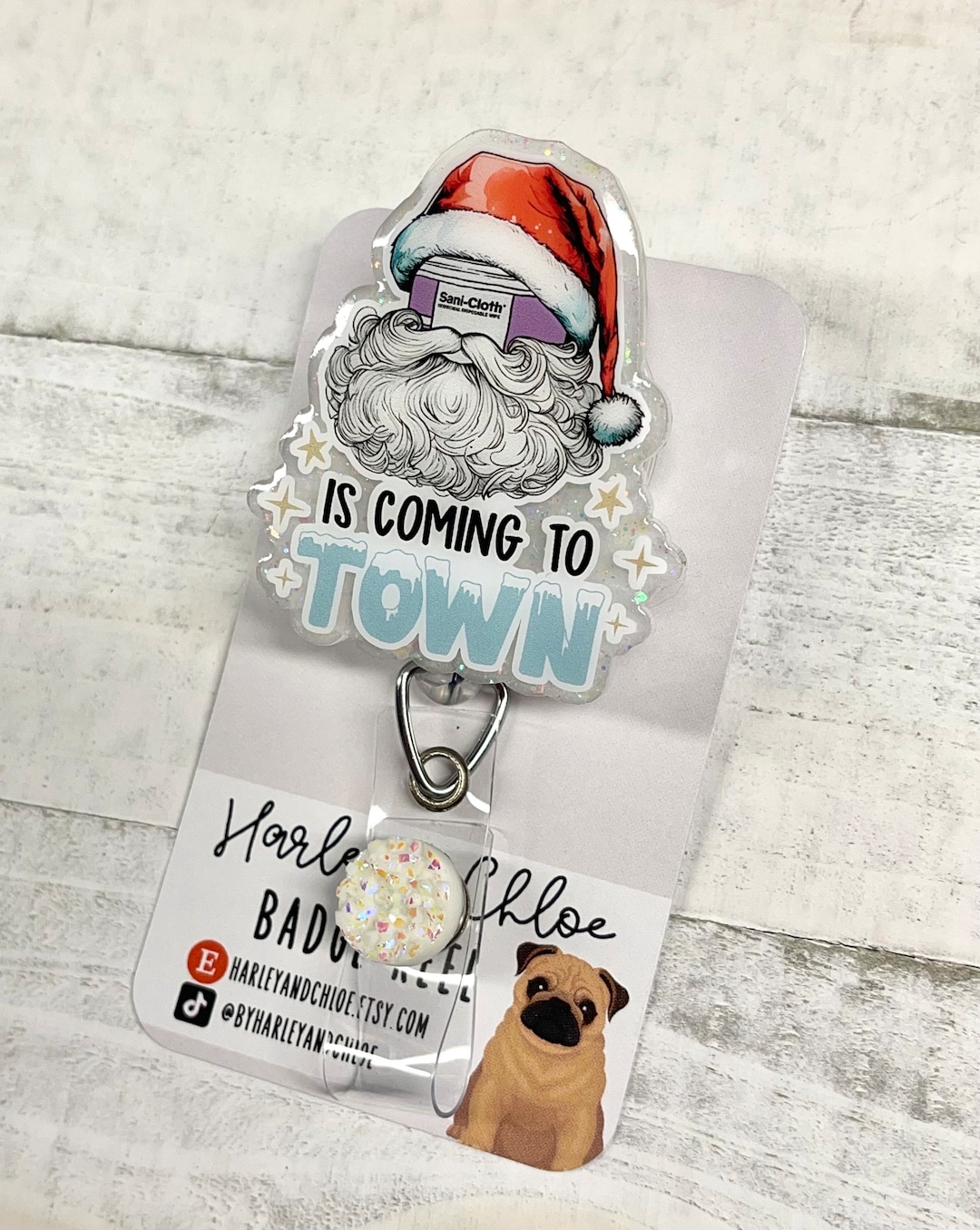 Sani Cloth is Coming to Town Badge Reel, Christmas Sani Cloth Badge ...