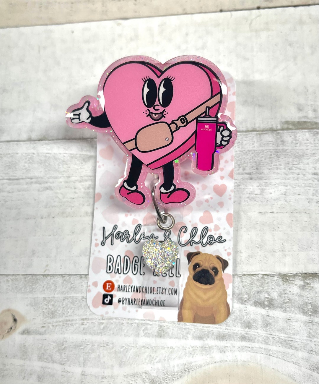 Retro Valentine Badge Reel, Heart Badge Reel, Valentine Nurse Badge ...