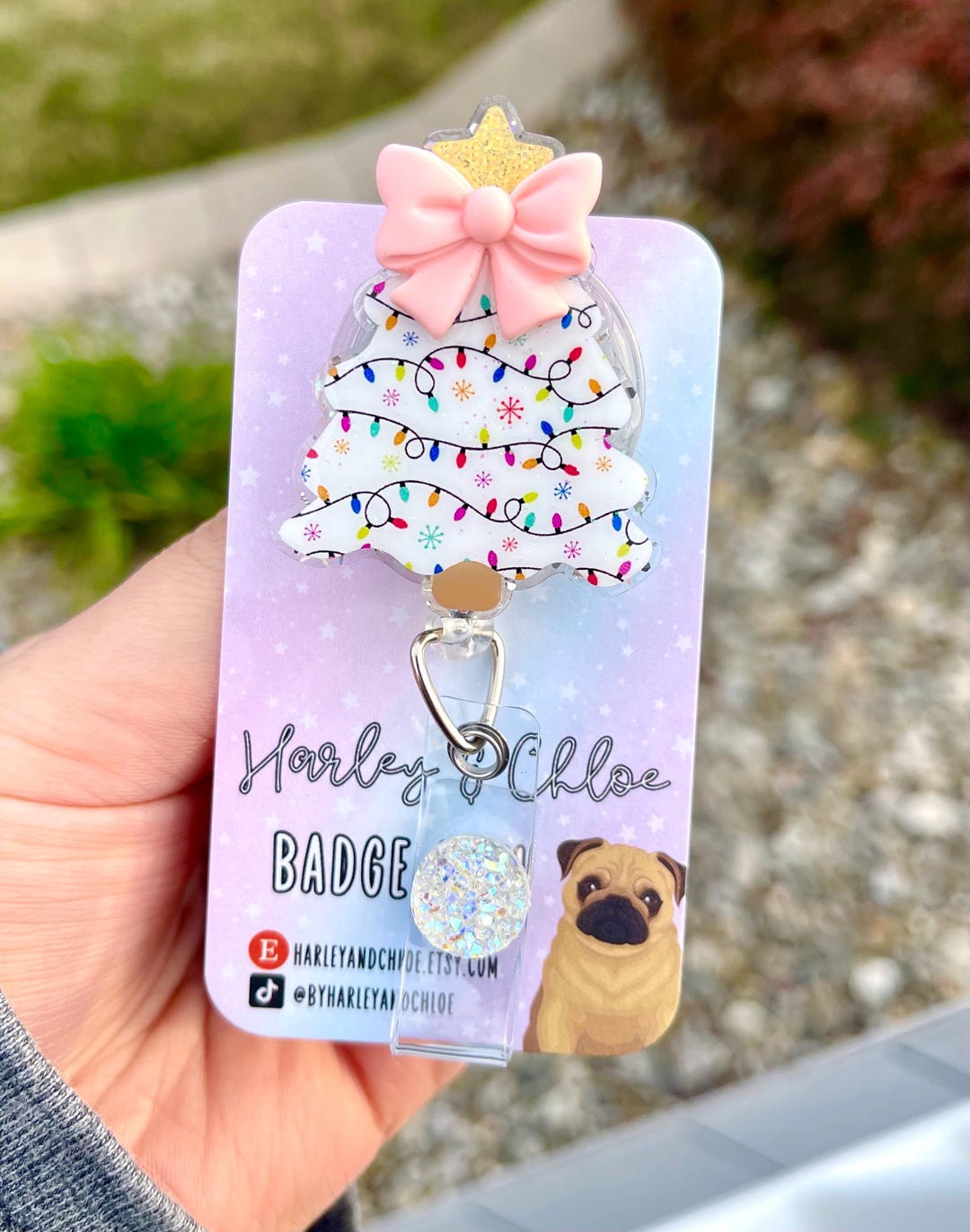 Christmas Tree Badge Reel, Christmas Tree Bow Badge Reel, Christmas ...