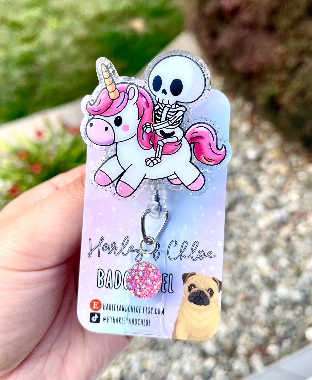 Skeleton Badge Reel - Skeleton Unicorn Badge Reel - Cute Unicorn ...