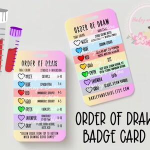 Order of Draw Keychain Blood Draw Keychain Badge Reel Accessories ...