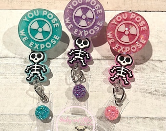 Rad Tech Badge Reel - Retro Radiology Badge Reel - Skeleton Badge Reel ...