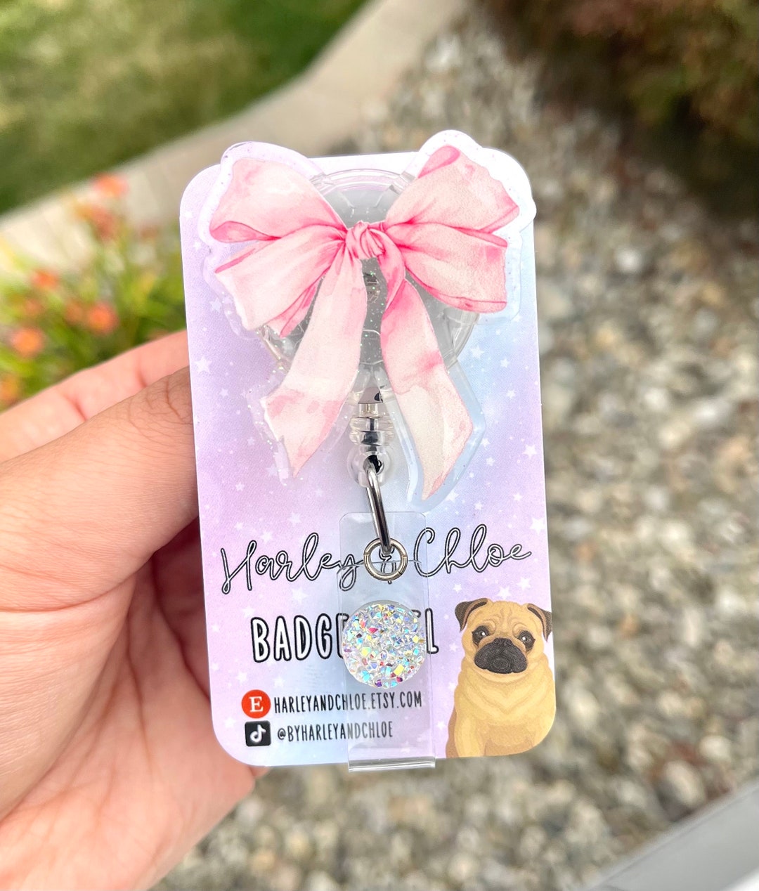 Bow Badge Reel, Pink Bow, Coquette Bow Badge Reel, Cute Nurse Badge ...