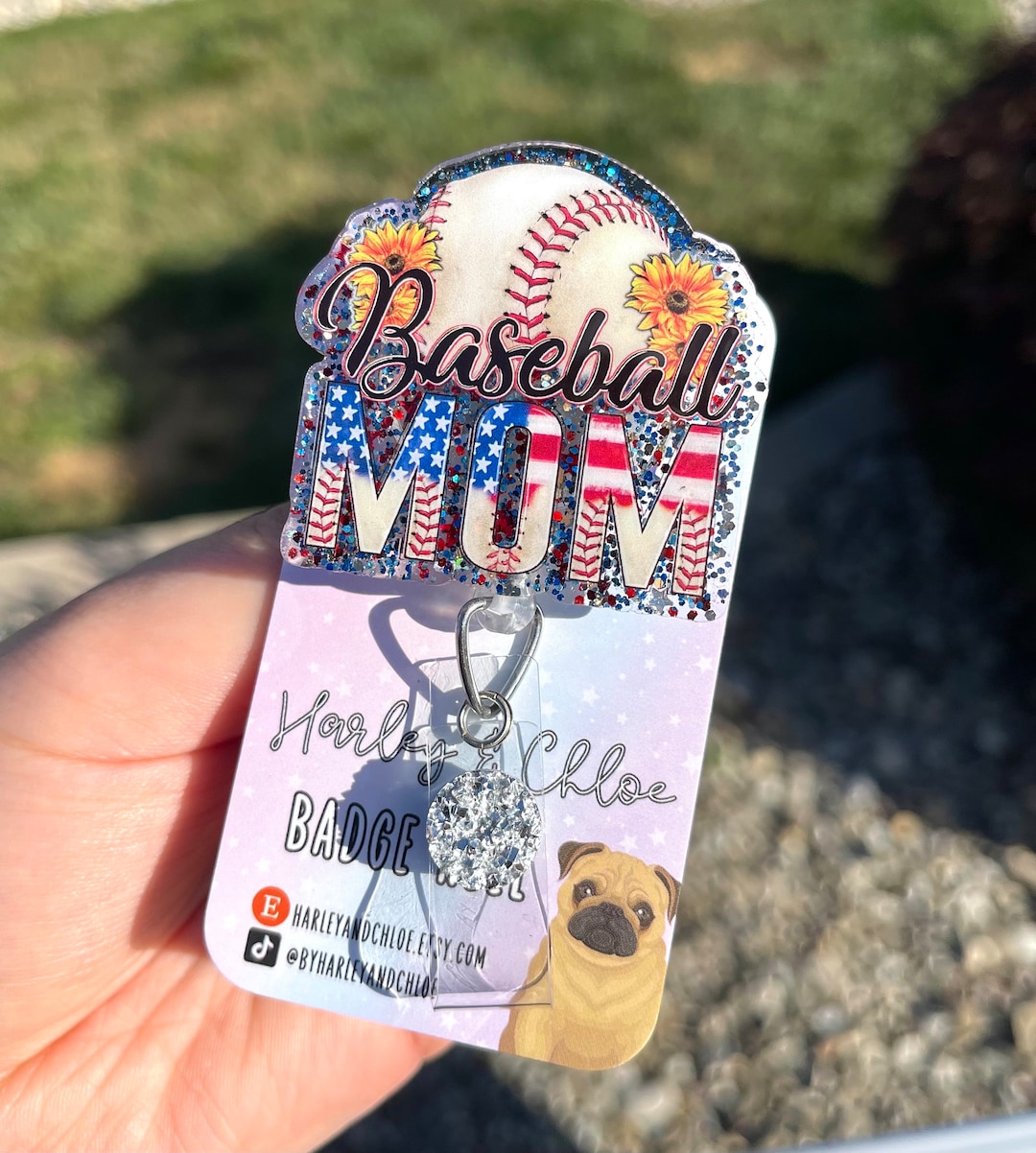 Baseball Mom Badge Reel, Baseball Badge Reel, Mama Badge Reel, Mom of ...