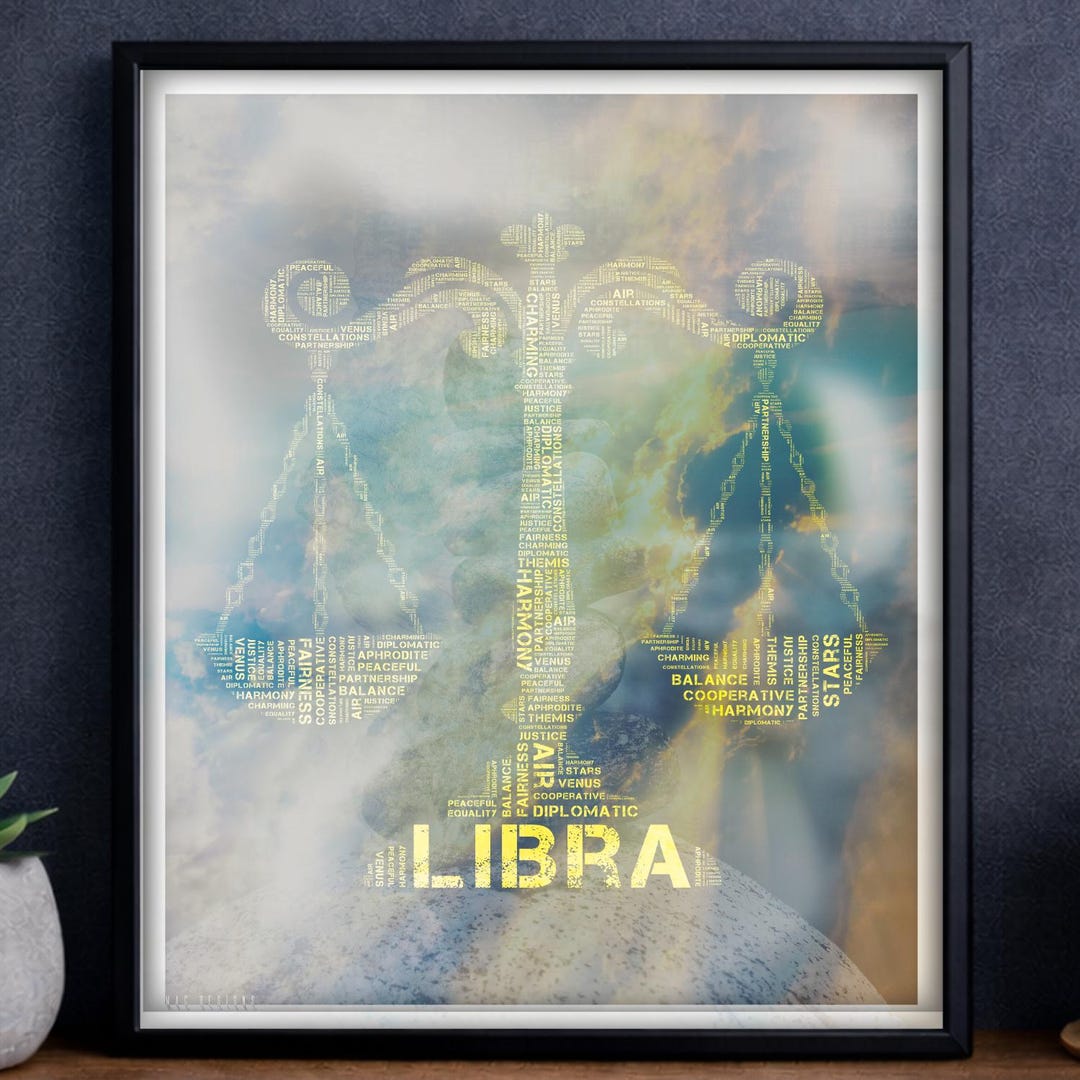 Libra Poster | Greek Mythology Art Print | Unique Scales Design | Word ...