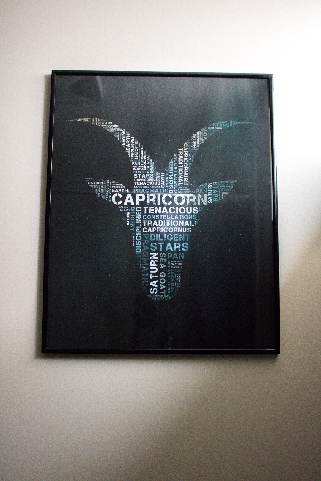 Capricorn Word Cloud Vertical Poster, Zodiac Sign Wall Art, Astrology ...