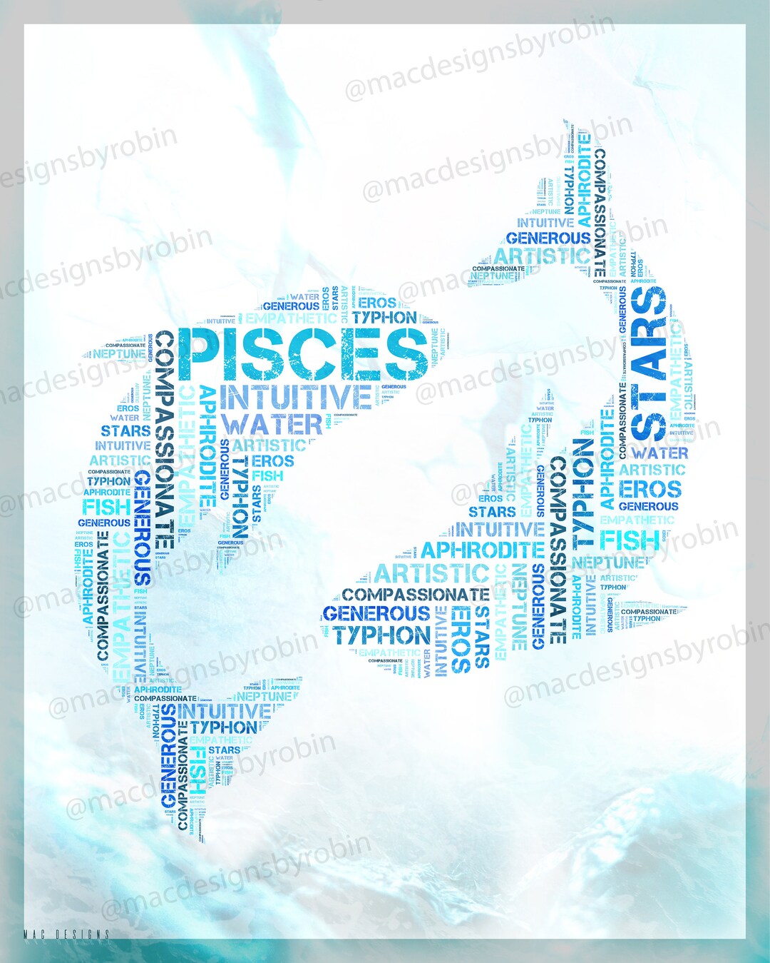 Pisces Wall Art Zodiac Poster Greek Mythology Art Astrology Sign Pisces ...