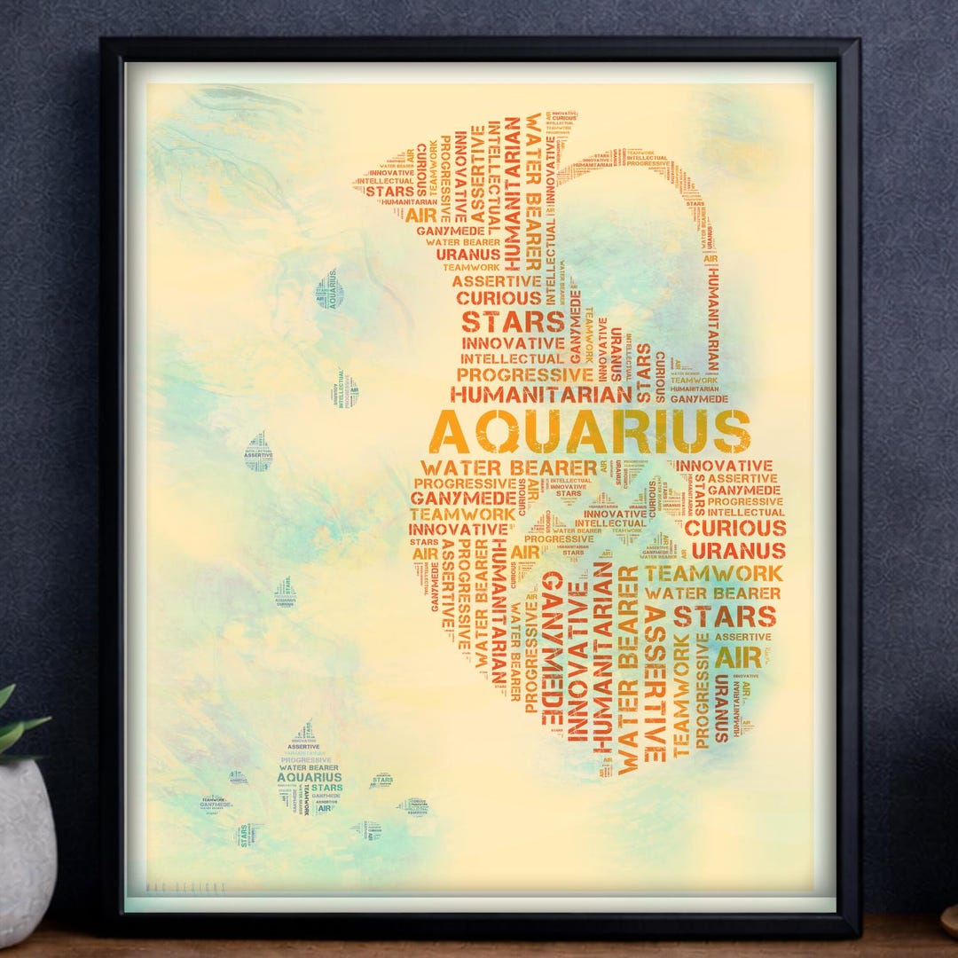 Aquarius Poster | Typography Print | Greek Mythology | Zodiac Art ...