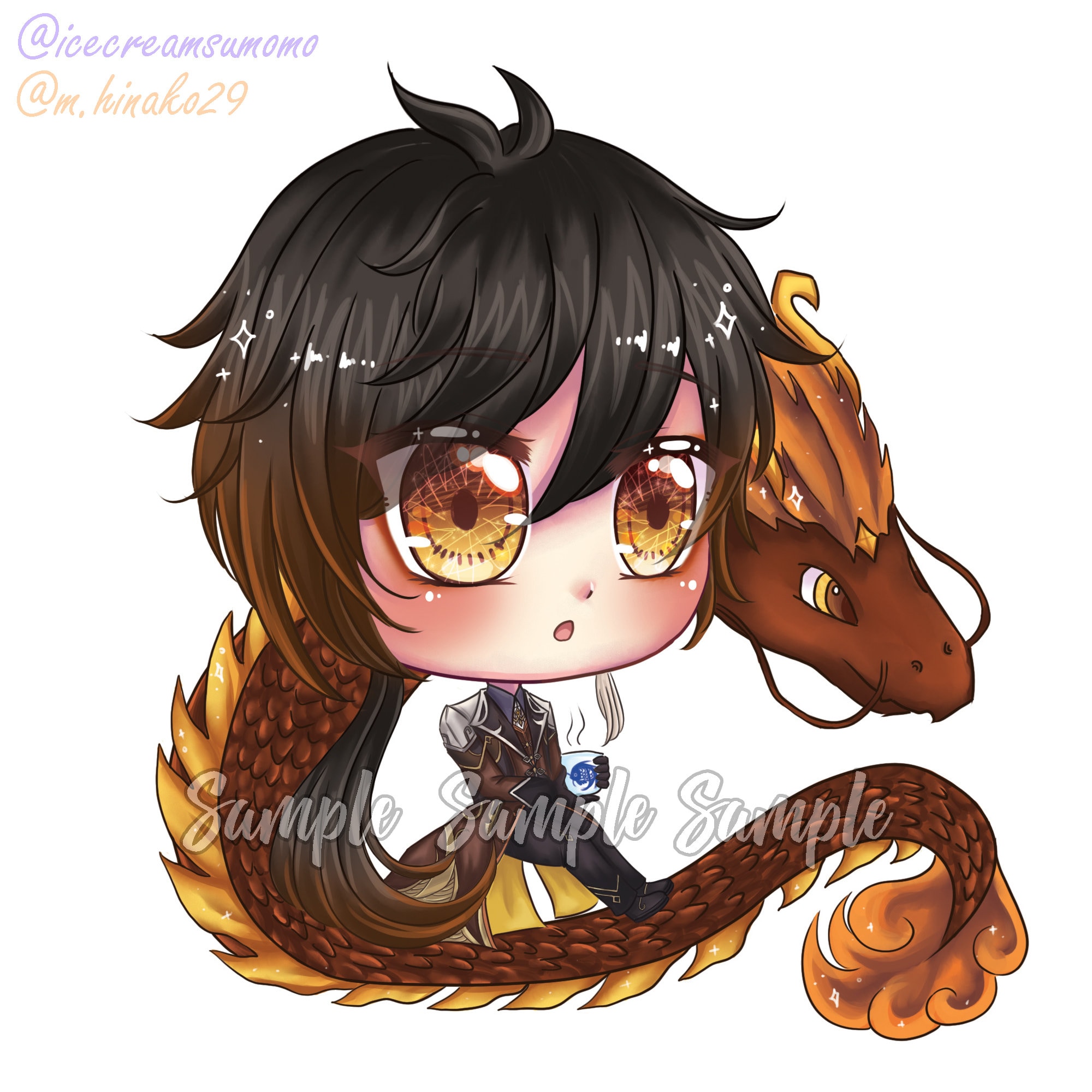 CUSTOM Cute Chibi Collab Digital Art Commission - Etsy