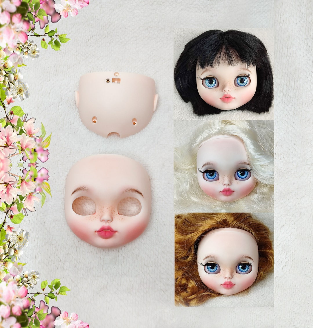 Blythe Custom Face Plate With Open Mouth and Teeth, White Skin - Etsy