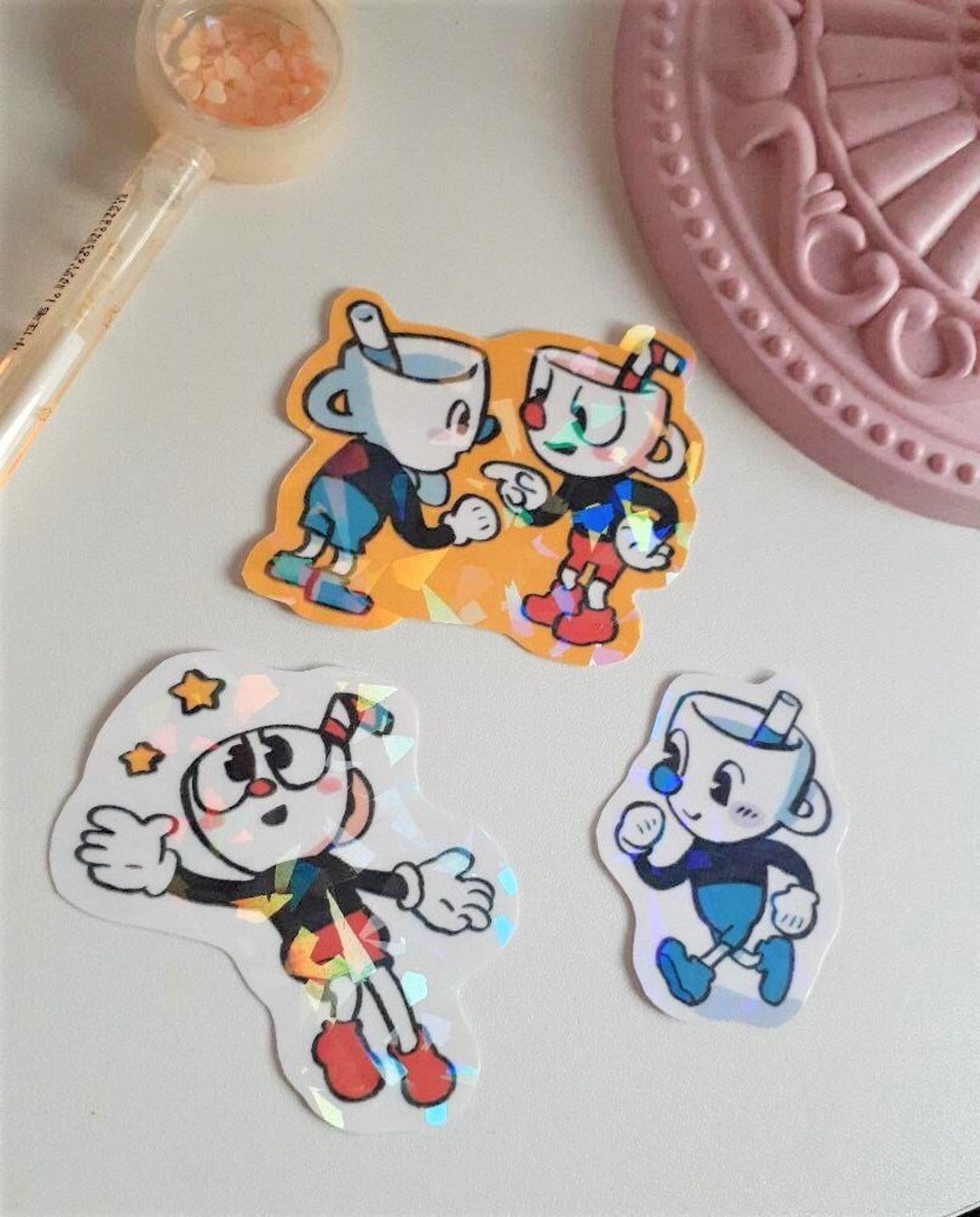 Cuphead Brothers Holographic Sticker Pack Cuphead Cute Three - Etsy