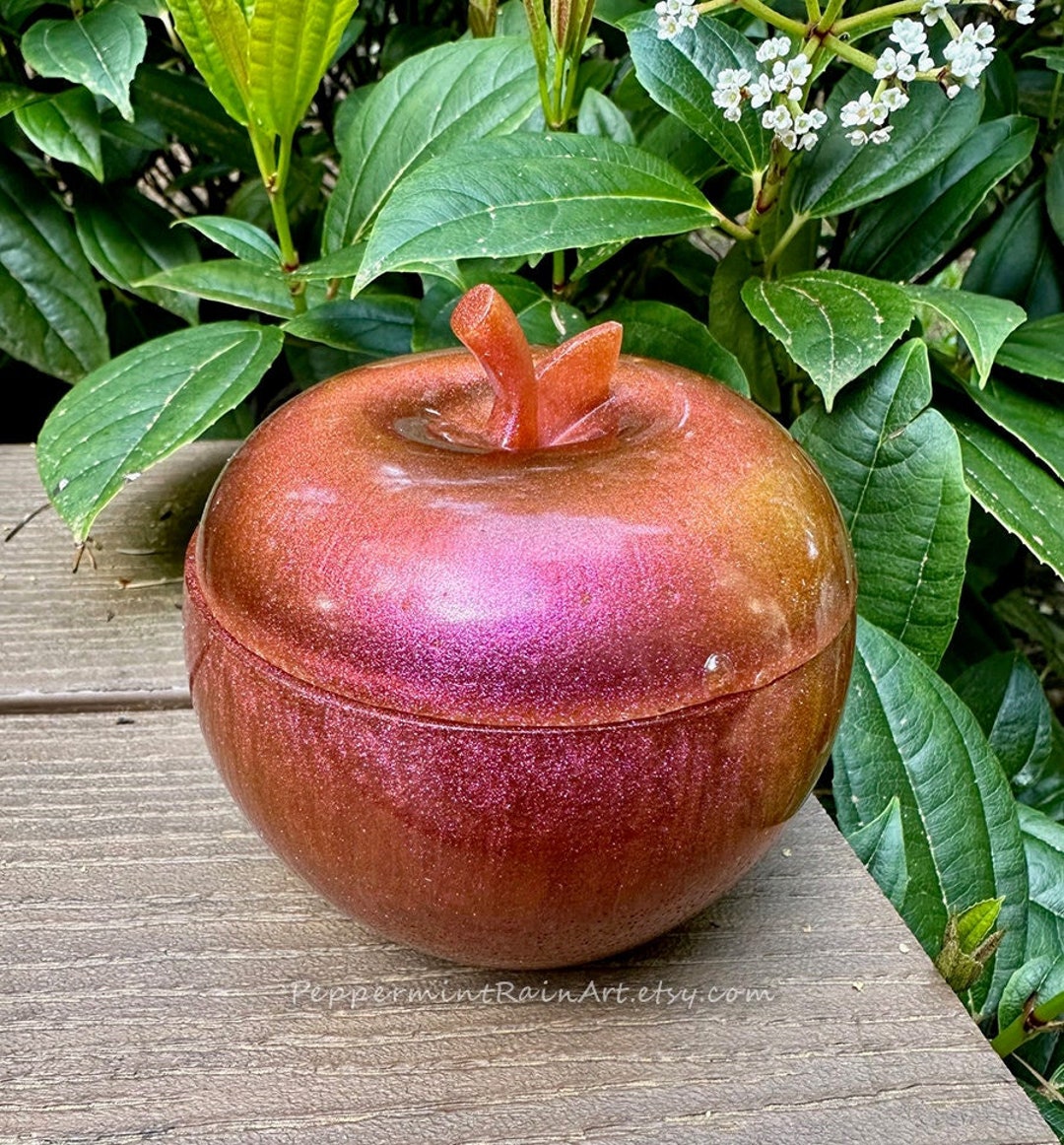 Gold Red Apple Jar Container 4x4x4 Inches - Etsy