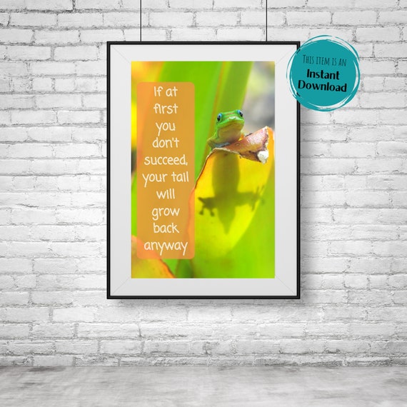 Funny Inspirational Wall Art featuring a Day Gecko Unique | Etsy