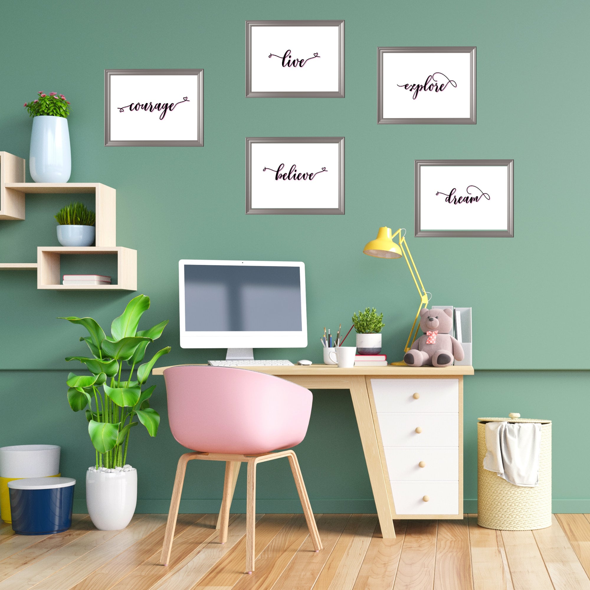 One Word Inspirational Art | Wall Art for Kids Room | Words to Live by ...