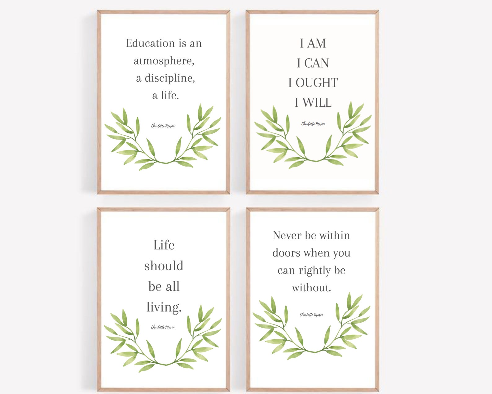 4 Pack Charlotte Mason Quote Homeschool Printable Typography Printable ...