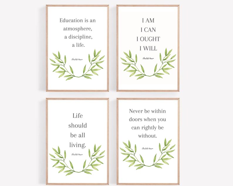 4 Pack Charlotte Mason Quote Homeschool Printable Typography Printable ...
