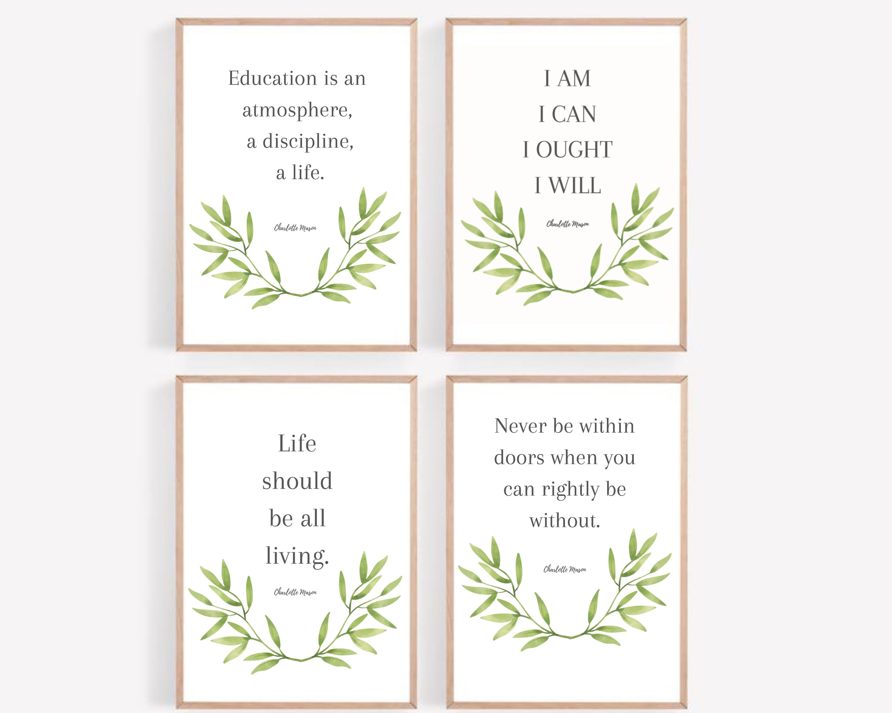4 Pack Charlotte Mason Quote Homeschool Printable Typography Printable ...