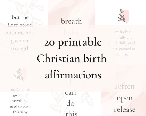Set of 20 Christian Birth Affirmation Printable Cards Instant - Etsy