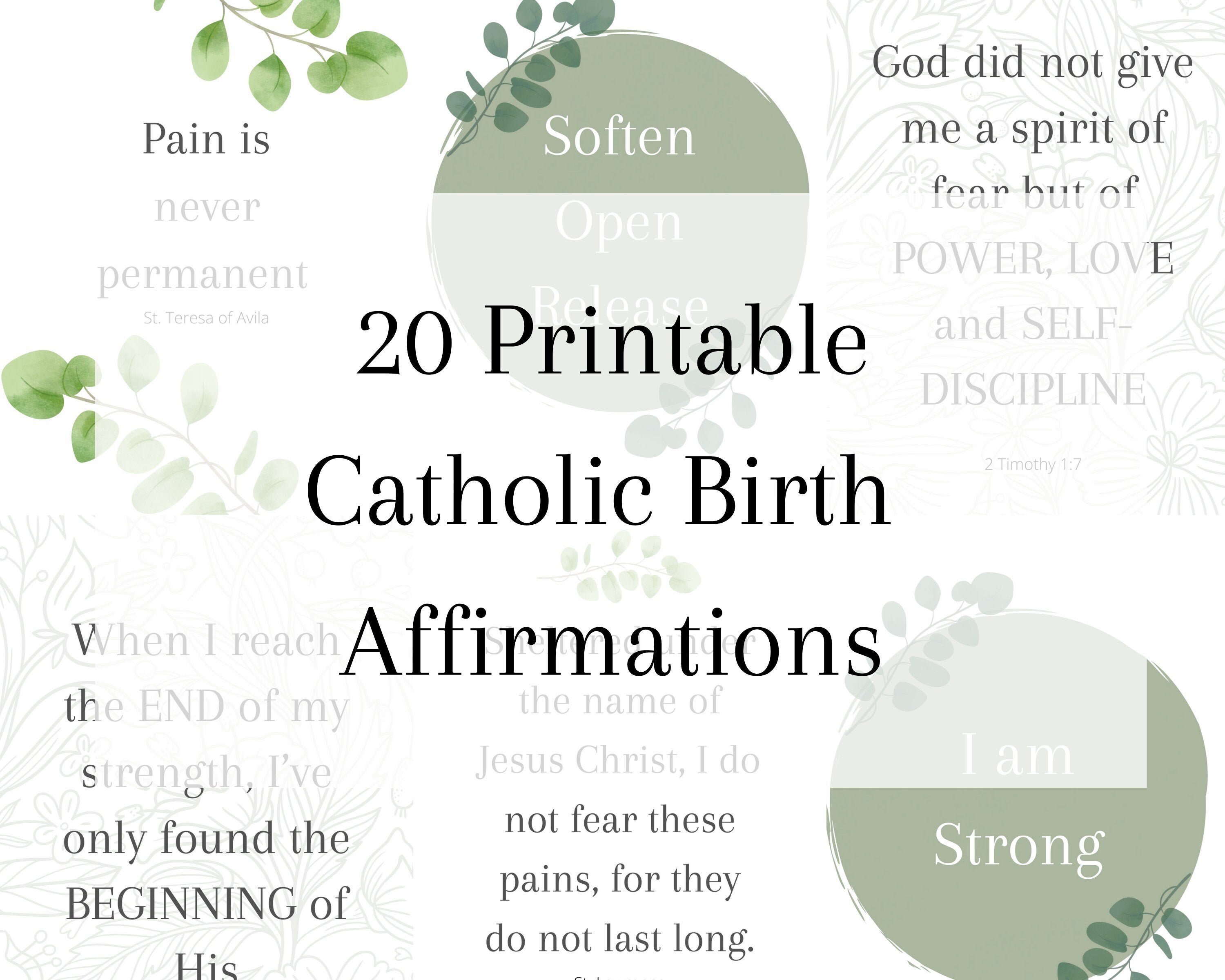 Set of 20 Catholic Christian Birth Affirmation Printable Cards, Instant ...