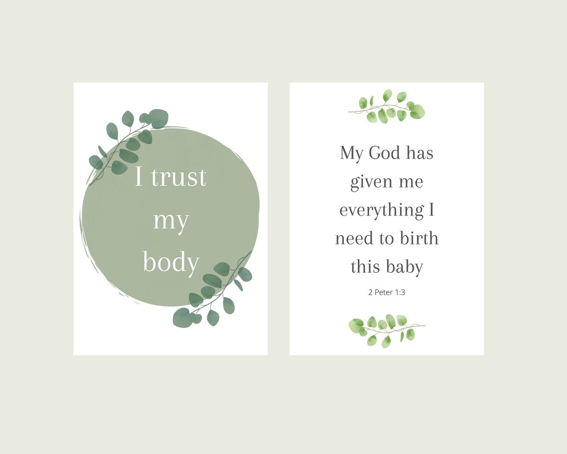 Set of 20 Christian Birth Affirmation Printable Cards Instant | Etsy