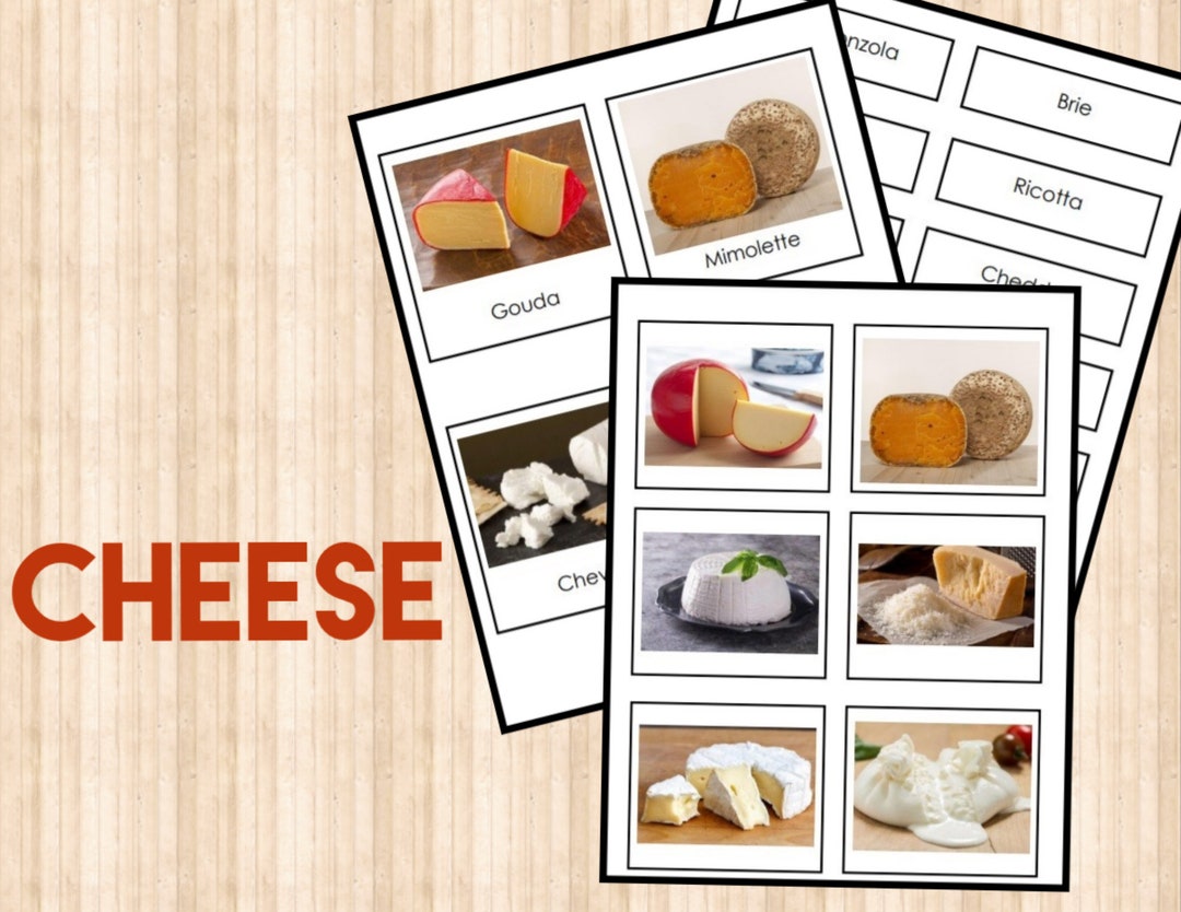 Cheese Varieties • Three Part Cards • Montessori • Flash Cards ...
