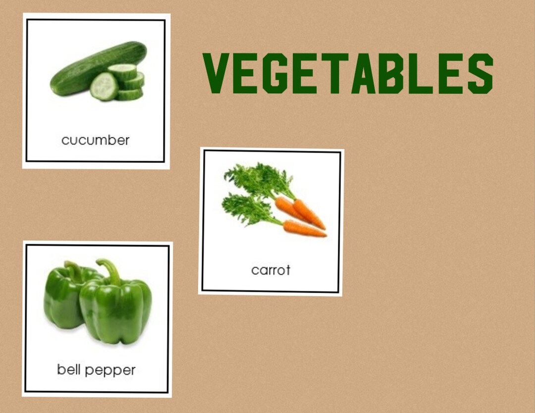 Vegetables • Three Part Cards • Montessori • Flash Cards • Digital ...
