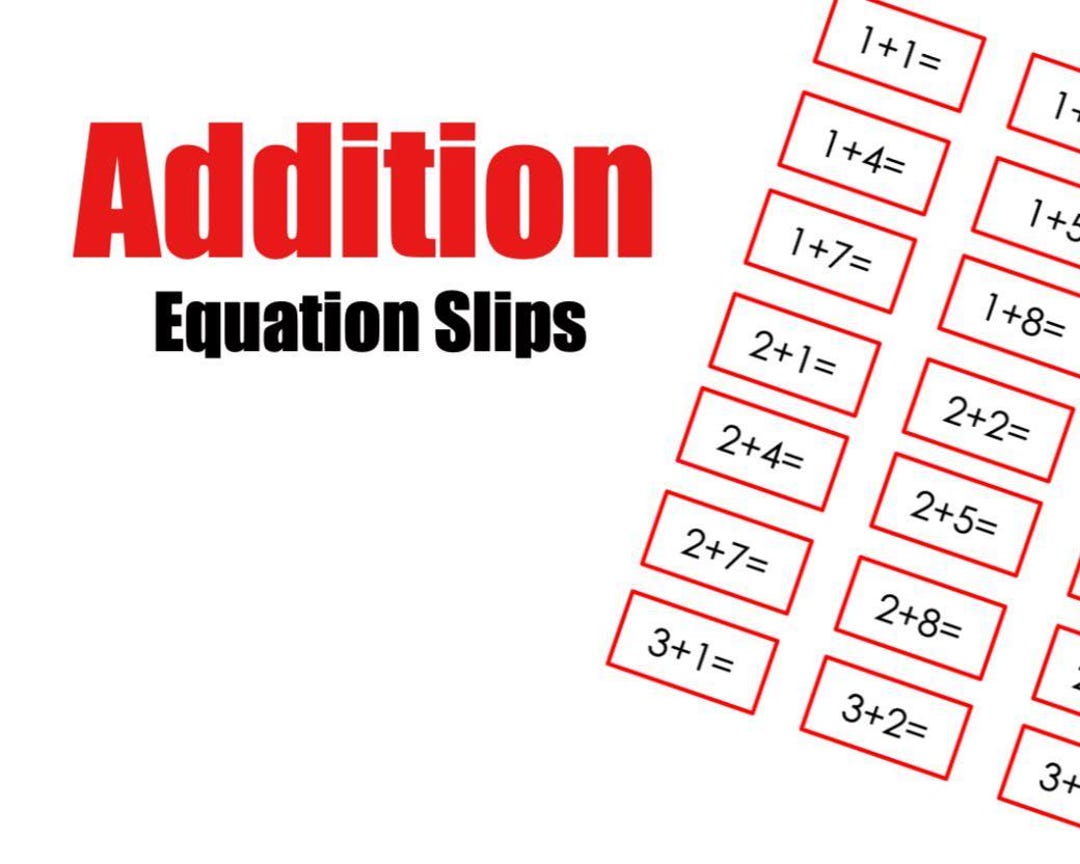 Montessori Math Slips: Addition Essential Equations (PDF) - Etsy